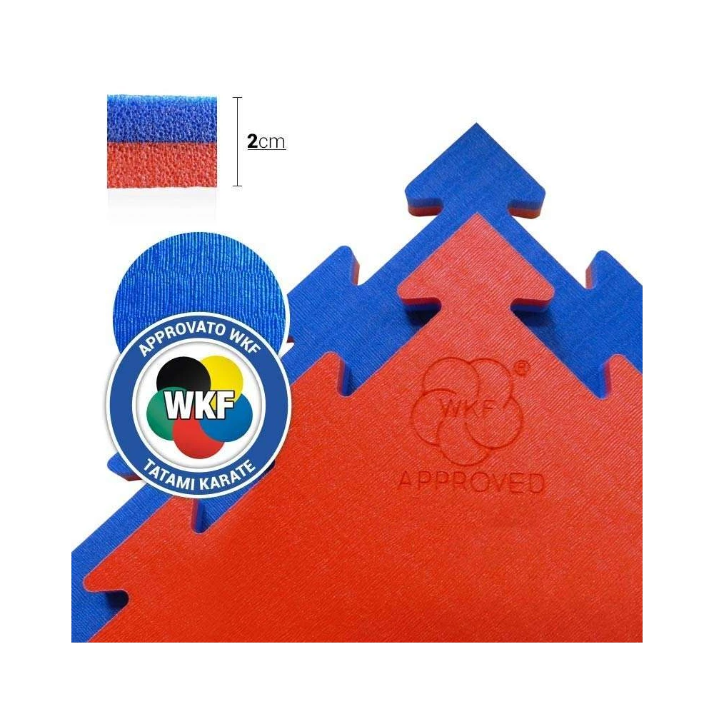 Tatami Karate 2cm WKF - Competizione e Allenamento Blu/Rosso