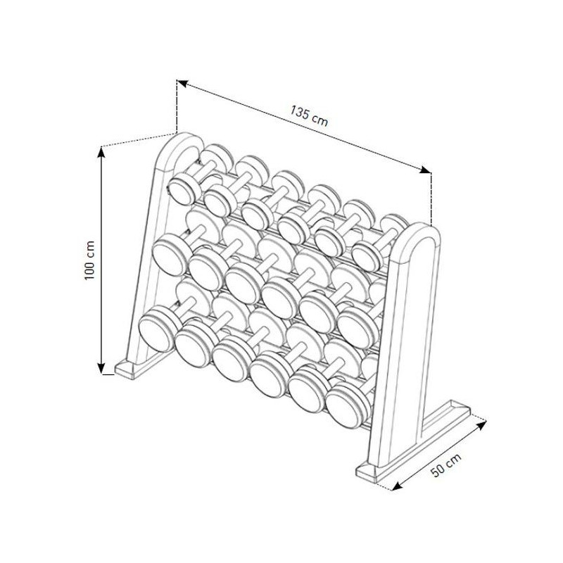 Rack Manubri DumbBells NOHrD Materiali e Finiture Frassino